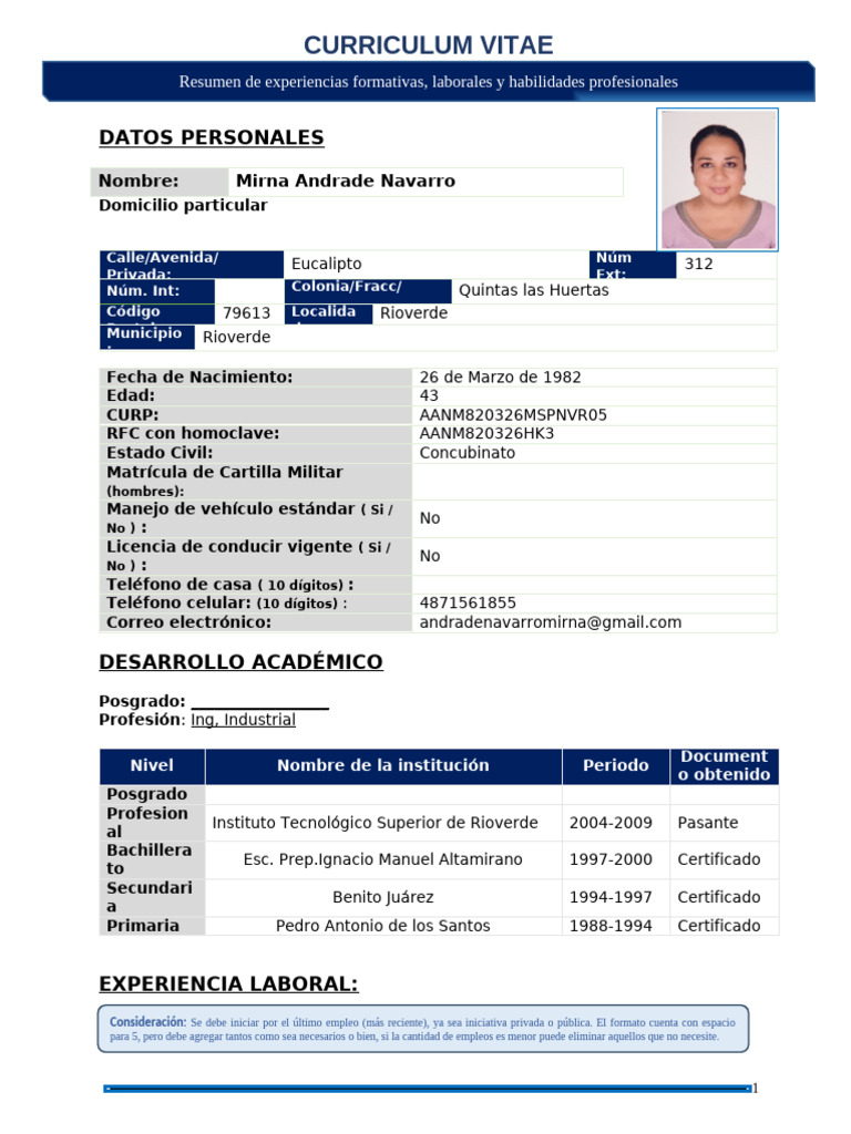 Curriculum Vitae de Mirna Andrade Navarro | PDF | Informática