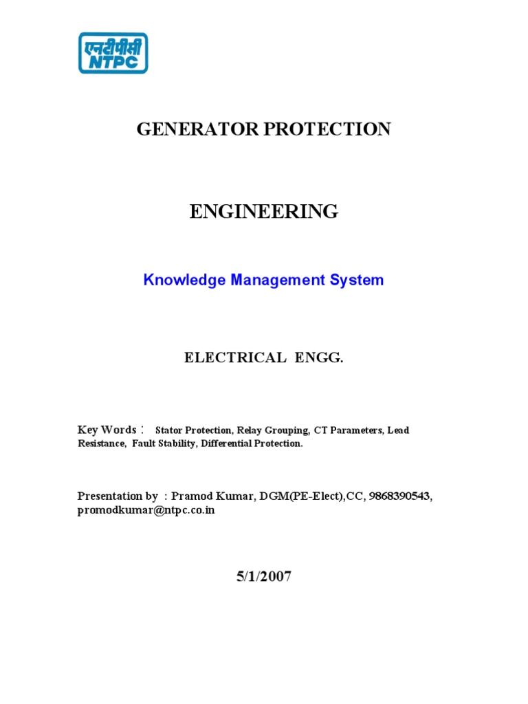 Generator Protection | PDF | Relay | Electric Generator