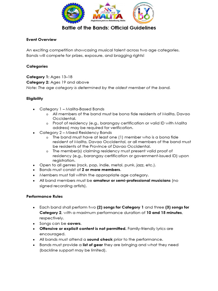 Guidelines Battle of The Bands | PDF