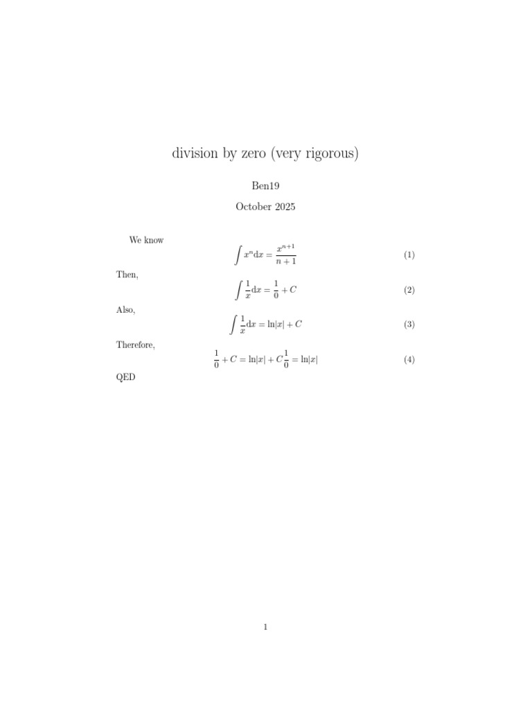 Division by Zero Very Rigorous | PDF