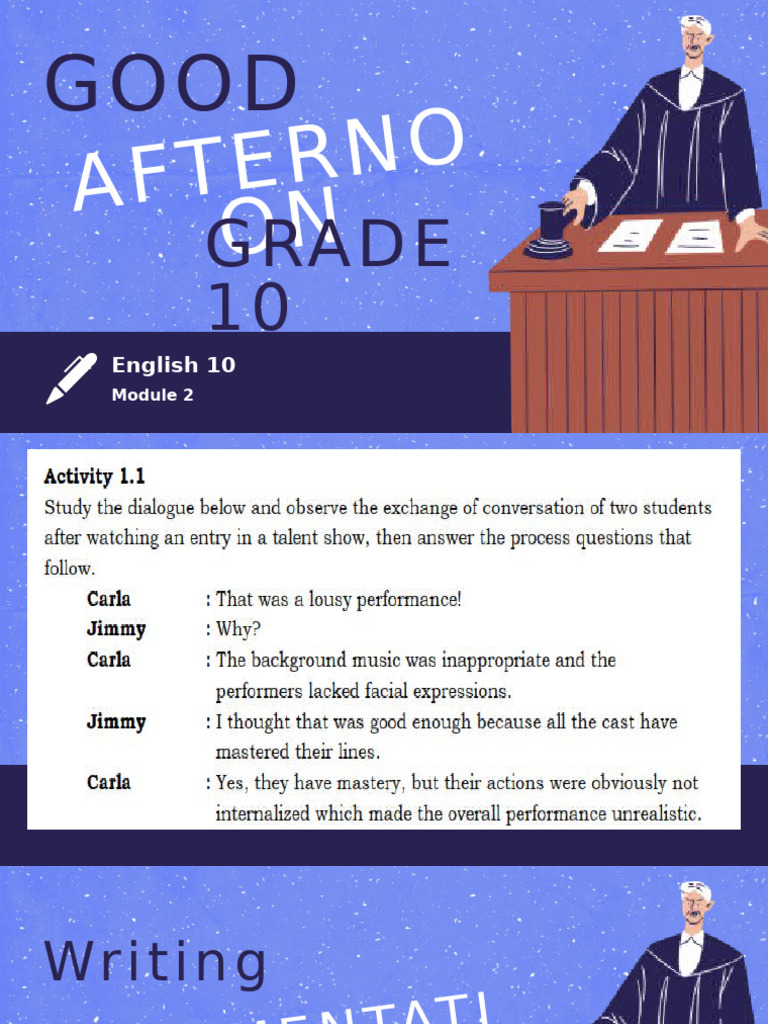 Writing An Argumentative Essay English Presentation in Blue ...