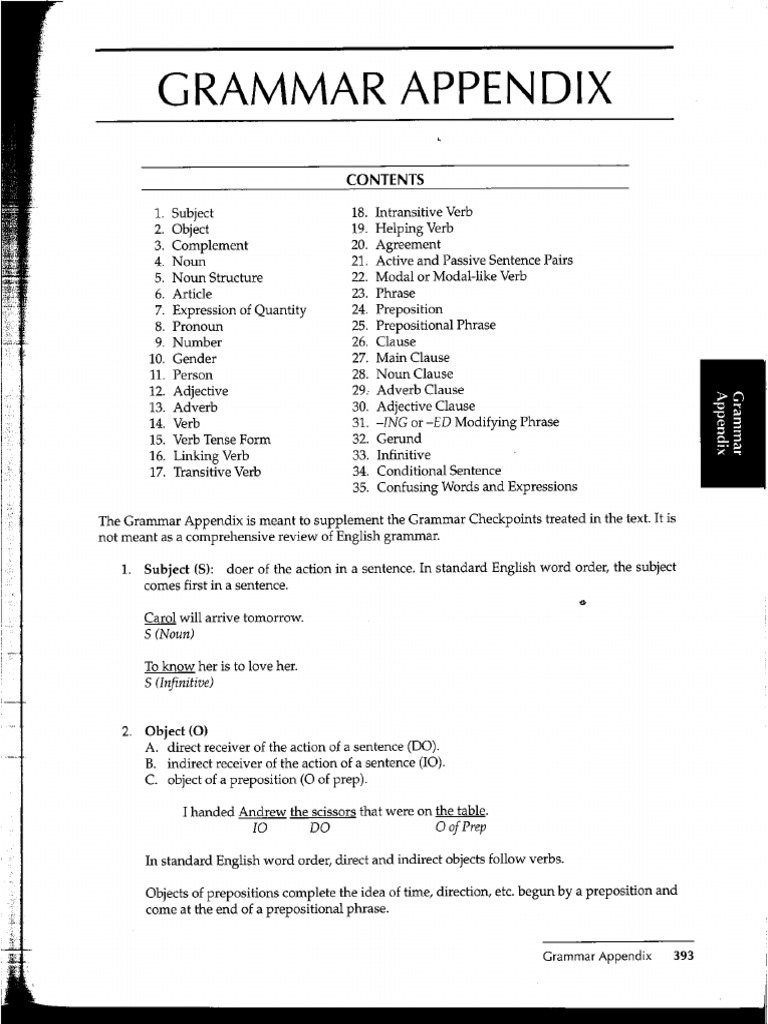 Grammar Appendix | PDF