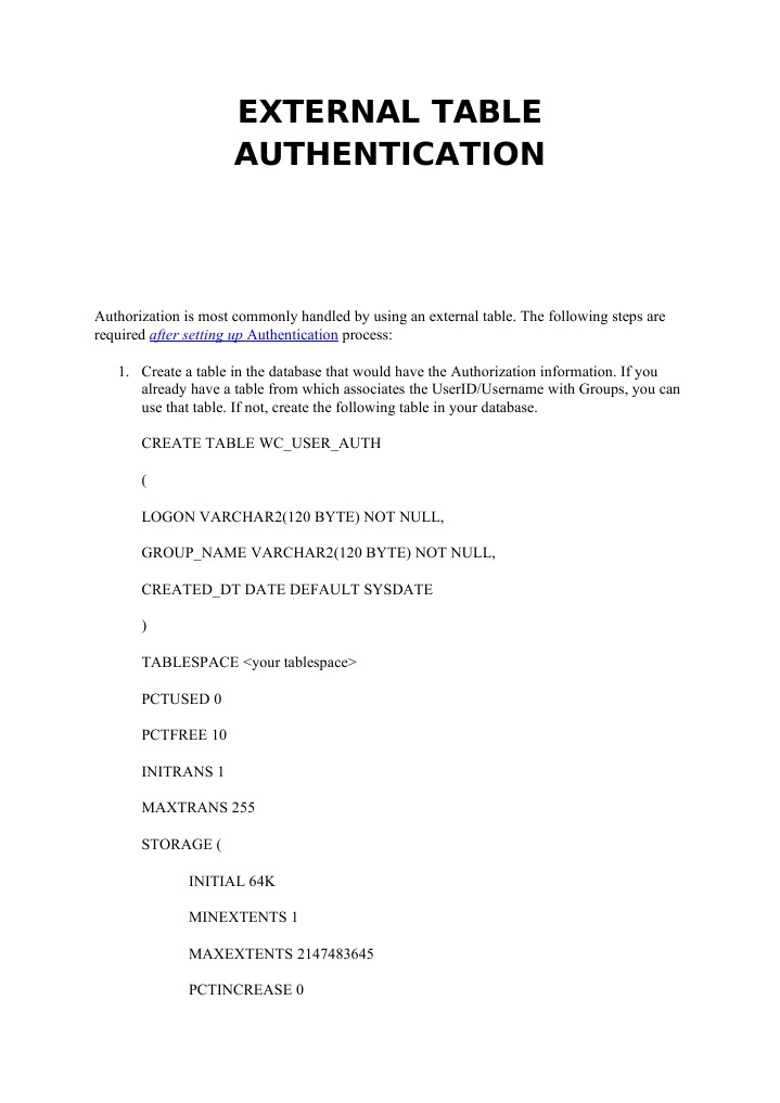 External Table Authentication | PDF | Authentication | Login
