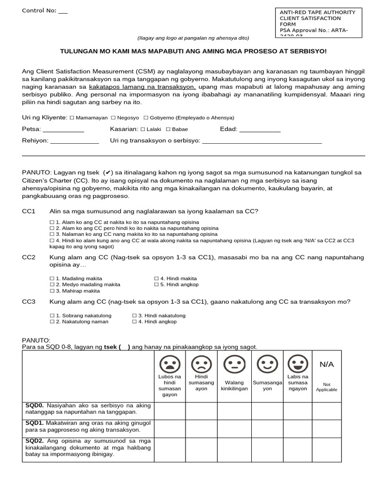 Annex A.ii - CSM Questionnaire v2 TAGALOG 2024 202 20repaired | PDF
