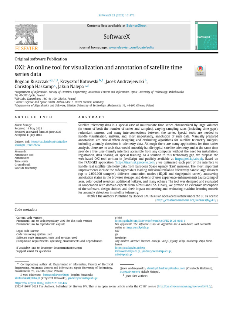 OXI: Satellite Data Annotation Tool | PDF | Machine Learning | Time Series
