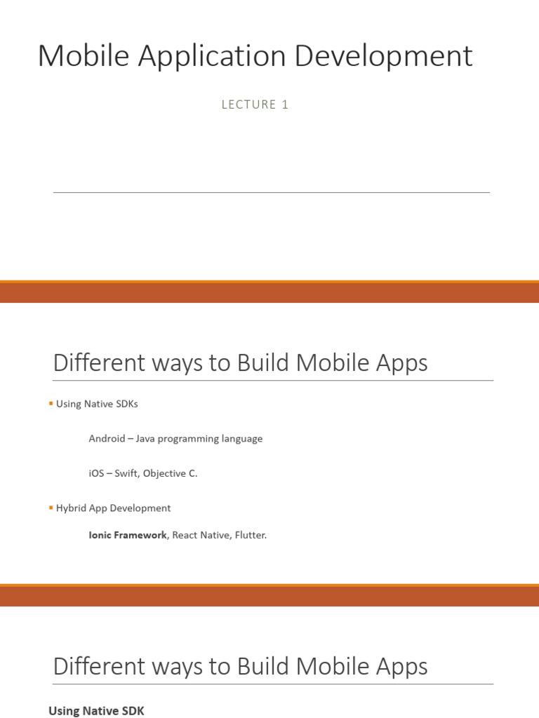 Lecture 1 - Mobile Application Development | PDF | Mobile App | Software