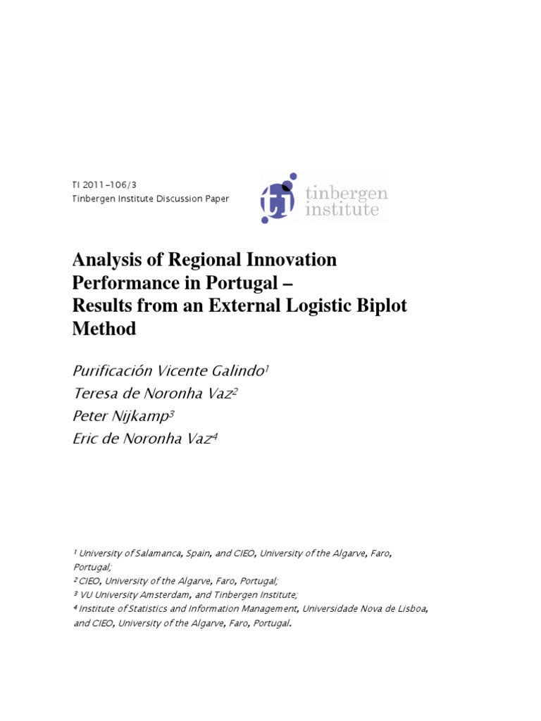 Analysis Of Regional Innovation Performance In Portugal Results From An External Logistic