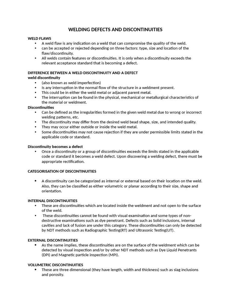 Understanding Welding Defects and Discontinuities | PDF | Welding ...