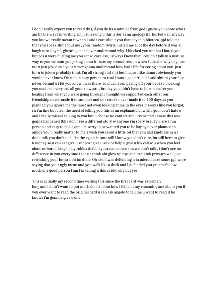 Letter To Brailey RAW | PDF