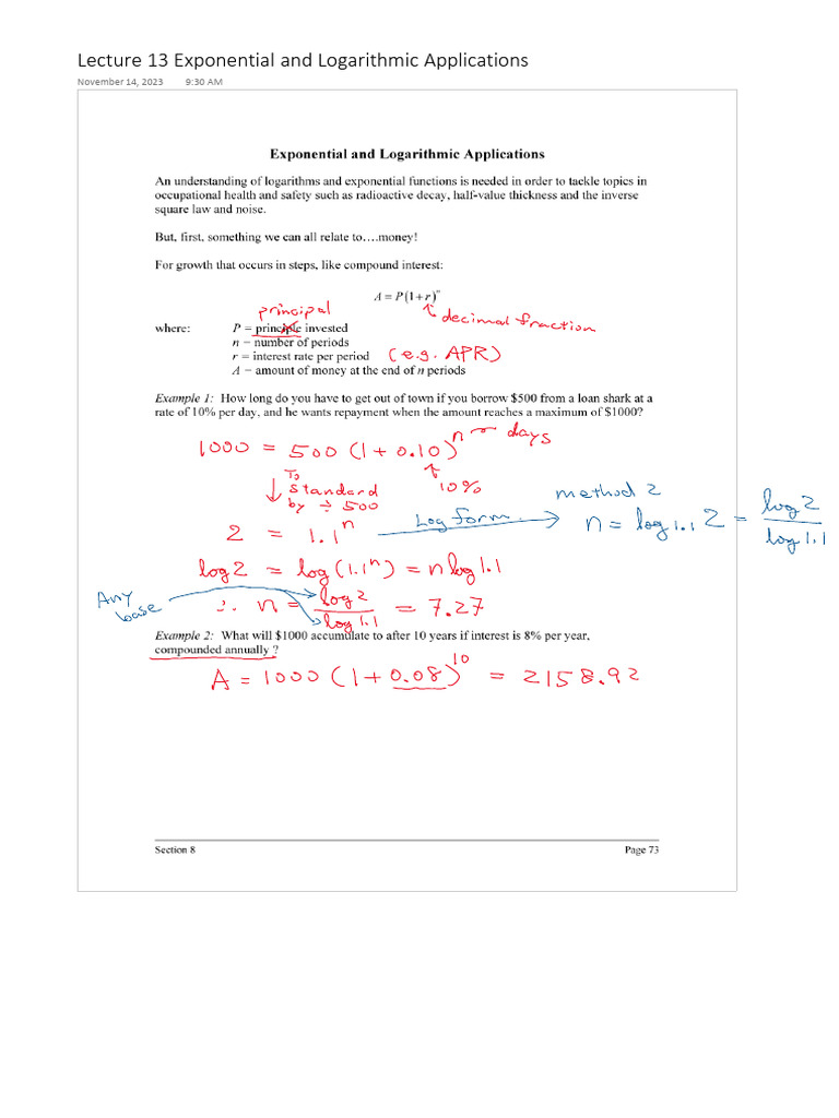 Lecture 13 Exponential And Logarithmic Applications Pdf