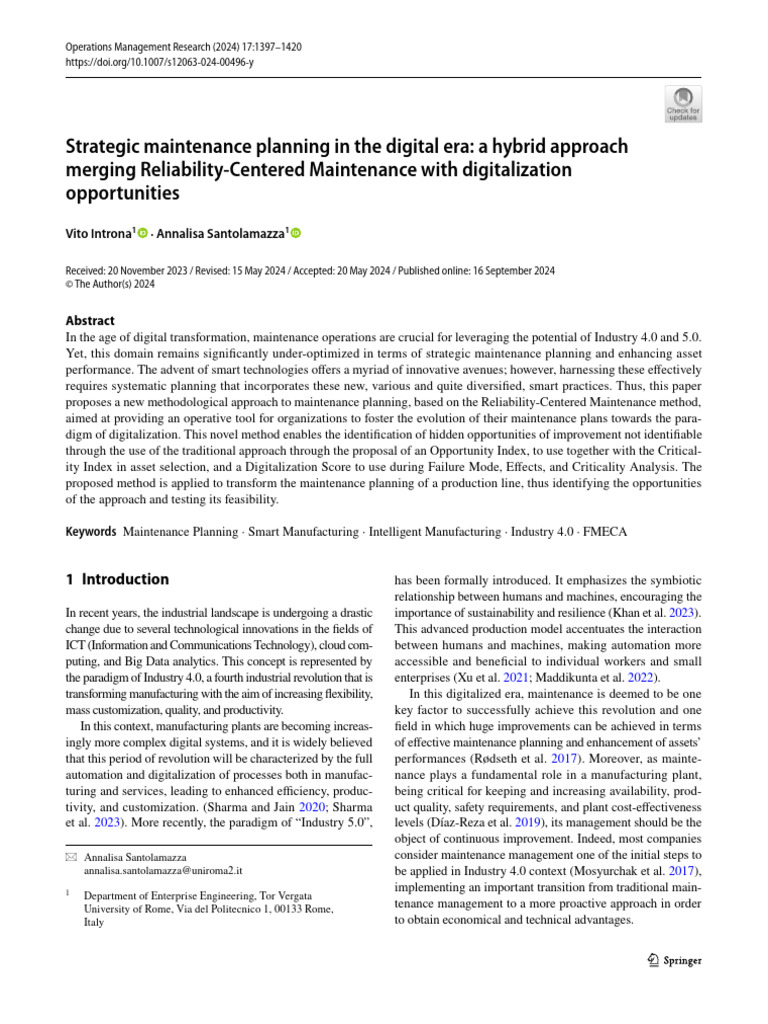 Strategic Maintenance in Digital Era | PDF | Internet Of Things ...