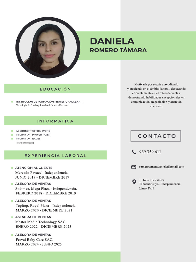 CV Daniela Romero Tamara 2025 | PDF
