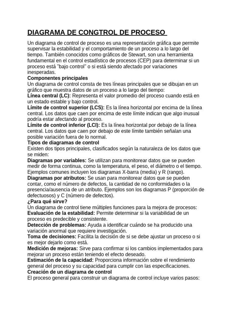 Diagrama de Control de Proceso Explicado | PDF | Datos | Dispersión ...