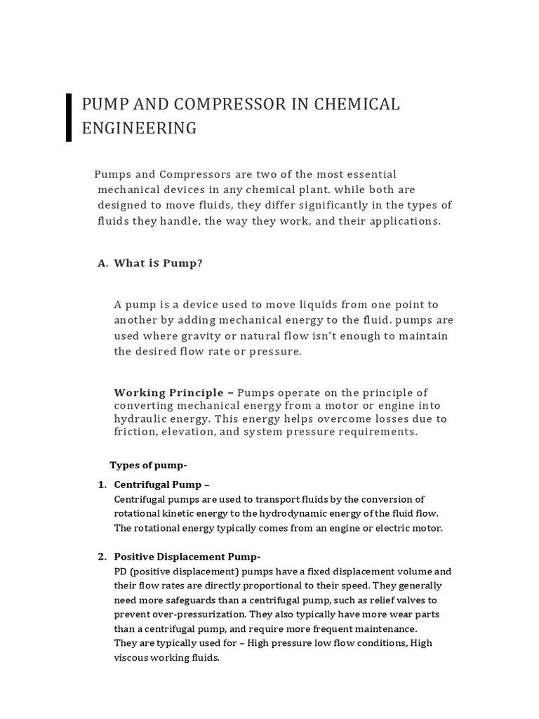 Pumps and Compressor in Chemical Industries | PDF | Pump | Liquids