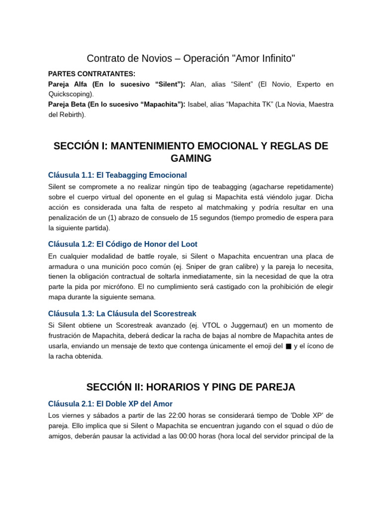 Contrato de Novios Operacion Amor Infinito V2 | PDF