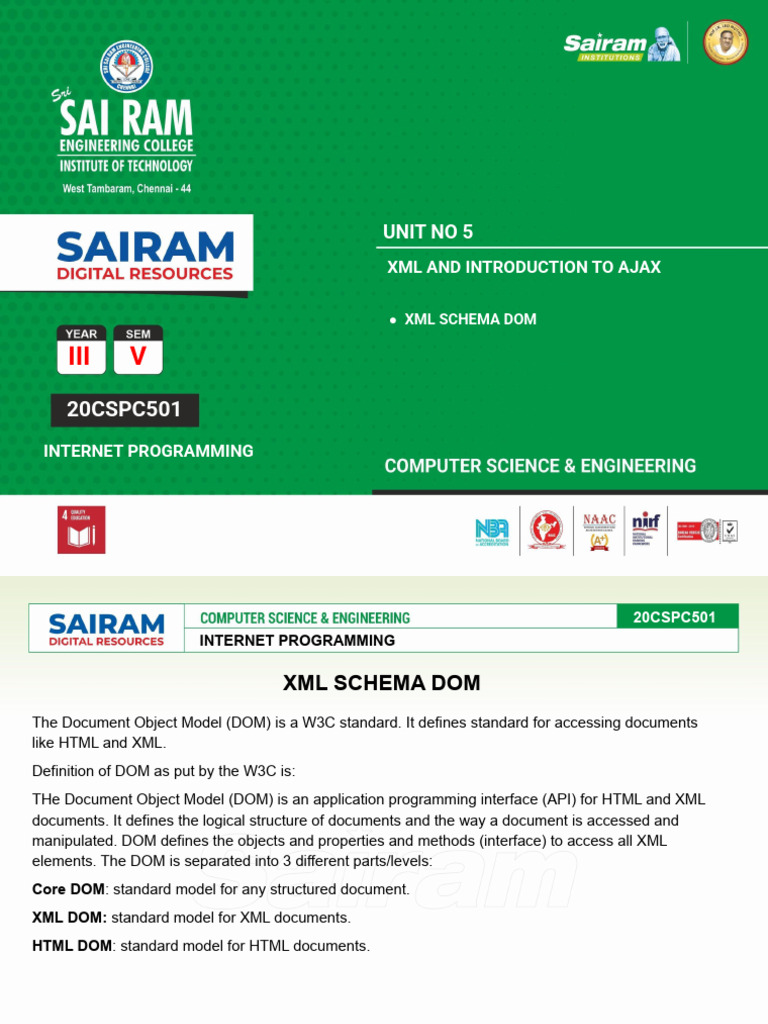 5.3 Slides - XML Schema Dom.pptx | PDF | Document Object Model | Xml