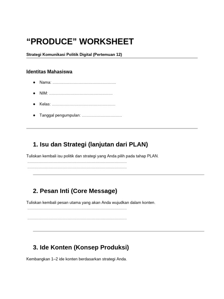 Produce Worksheet - Tm 12 (2) | PDF