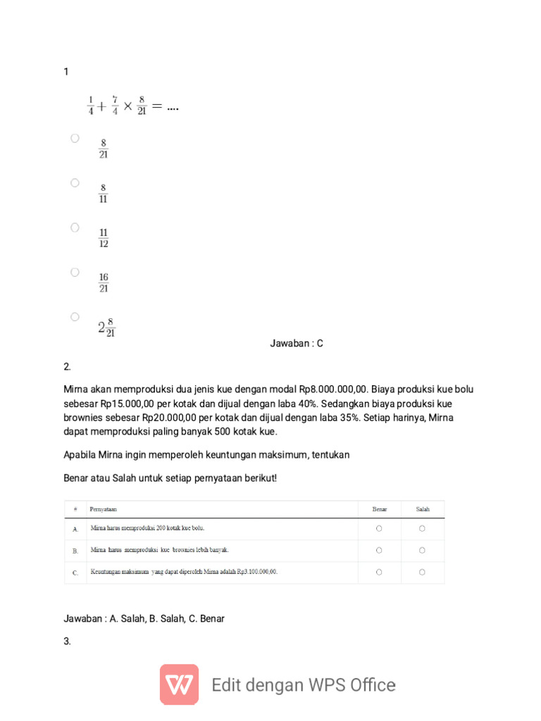 soal tka MTK '25 | PDF