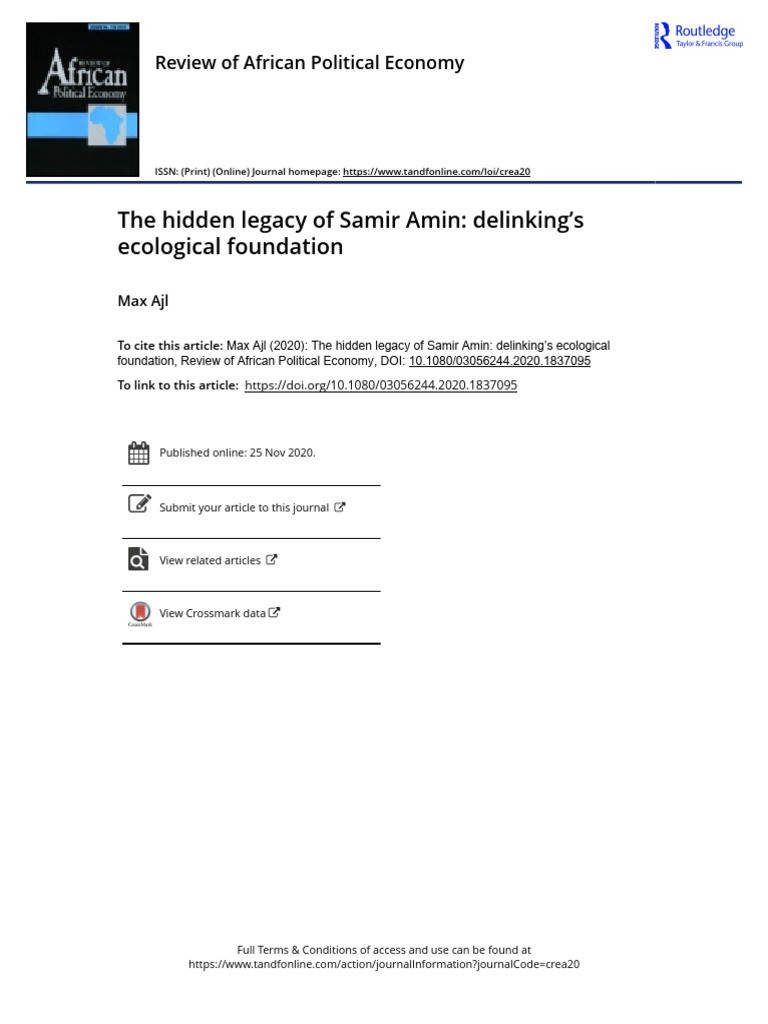 Amin Delinking Ecology | PDF | Agroecology | Market (Economics)