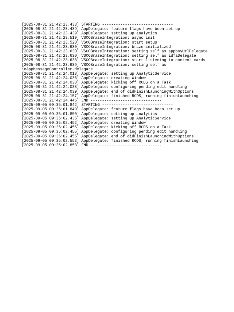 AppDelegate Initialization Log | PDF