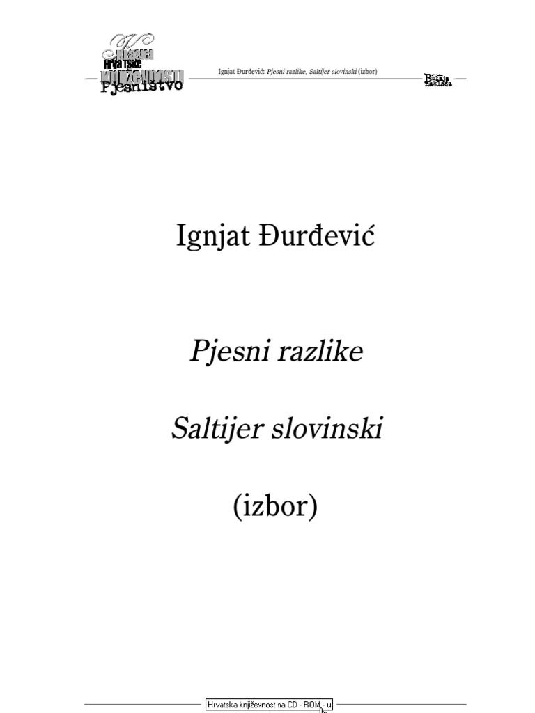 Ignjat Djurdjevic - Pjesni Razlike | PDF