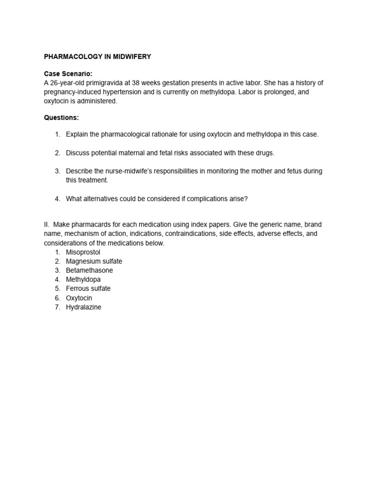 Pharmacology in Midwifery Assignment 1 | PDF