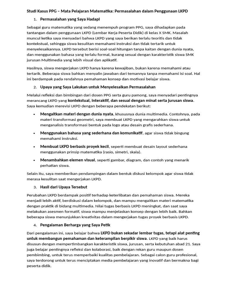 Studi Kasus PPG | PDF