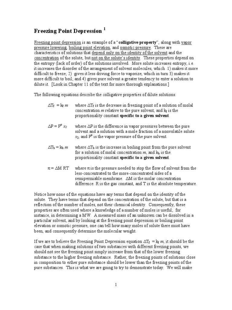 Freezing Point Depression | PDF | Solution | Chemistry