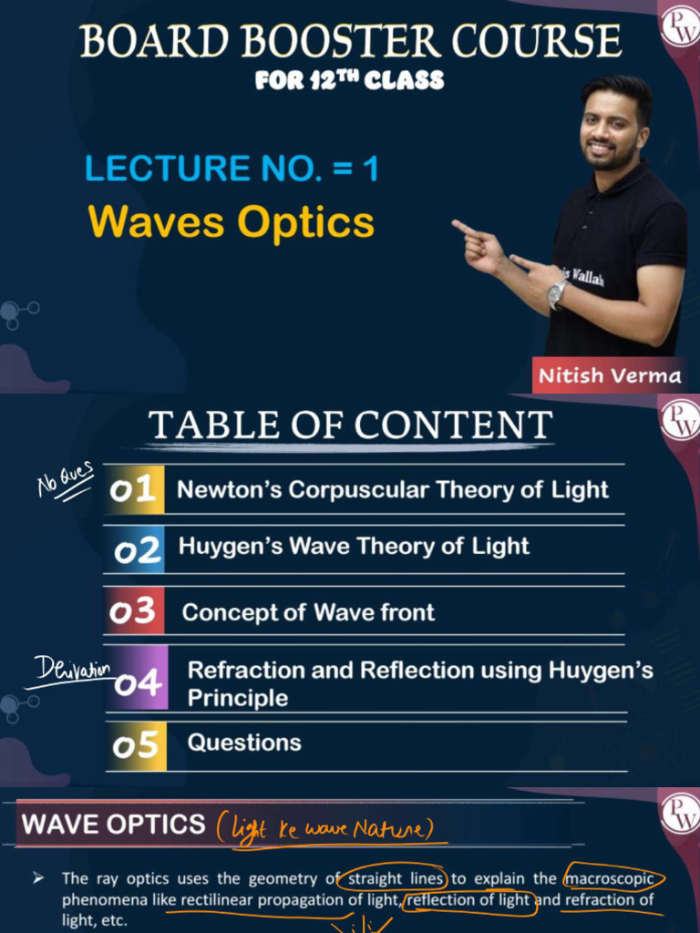 Wave Optics 01 - Classnotes | PDF