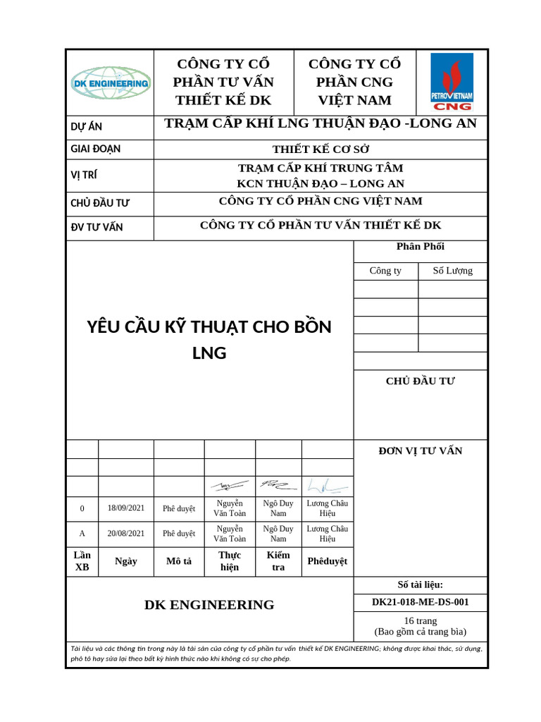 DK21-018-ME-SP-001_Rev0 Yêu Cầu Kỹ Thuật Bồn LNG | PDF | Welding ...