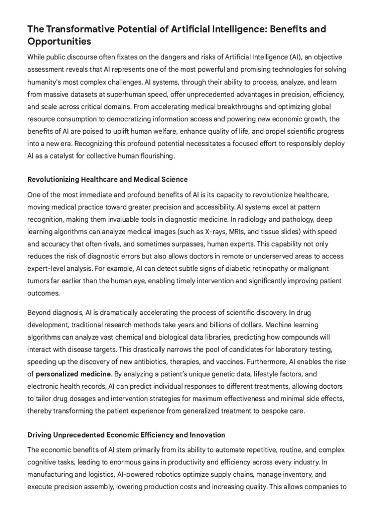 Benefits of AI | PDF | Artificial Intelligence | Intelligence (AI ...