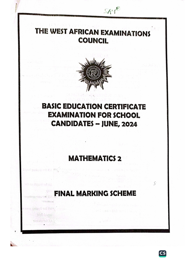 2024 Bece Maths Scheme | PDF