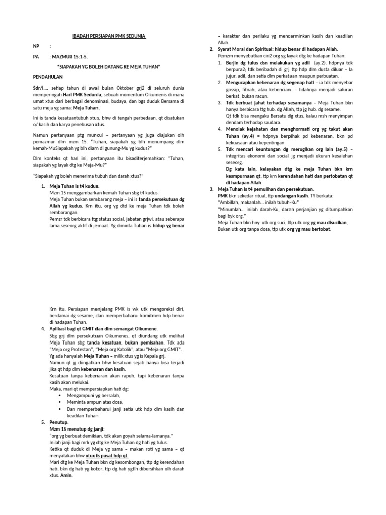 Siapa Layak ke Meja Tuhan? | PDF