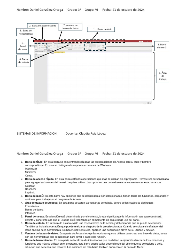 Partes Esenciales de Access | PDF | Ventana (informática) | Bases de datos