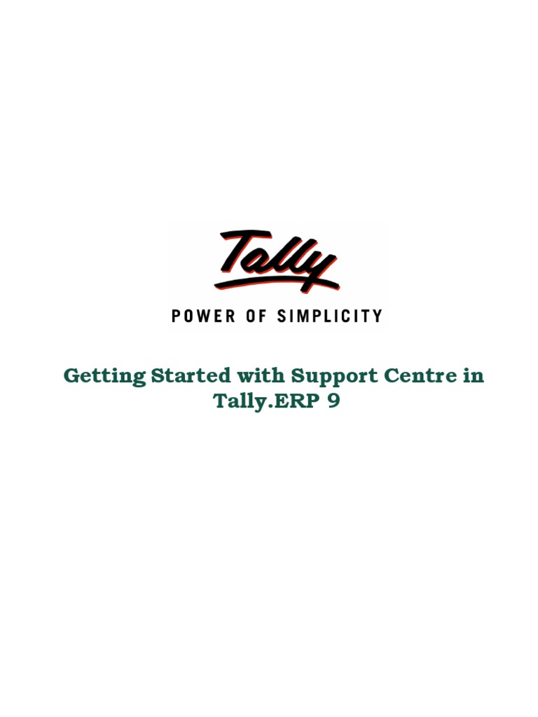Getting Started With Support Centre - Tally Data Conversion - Tally ...
