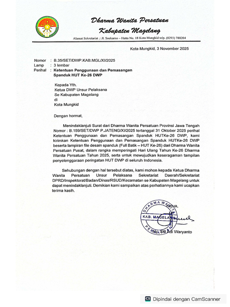 Ketentuan Penggunaan Dan Pemasangan Spanduk HUT Ke26 DWP | PDF
