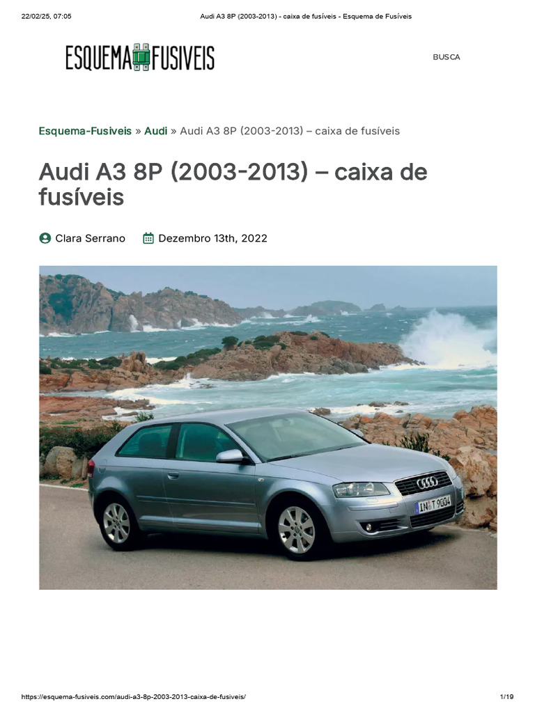 Audi A3 8P (2003-2013) - caixa de fusíveis - Esquema de Fusíveis | PDF | Carro | Veículos