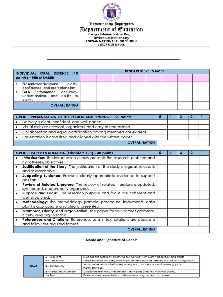 Rubrics Proposal Defense | PDF | Cognition | Methodology