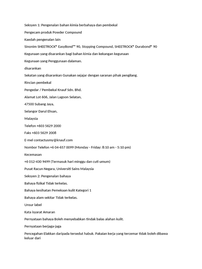Sds Contoh | PDF