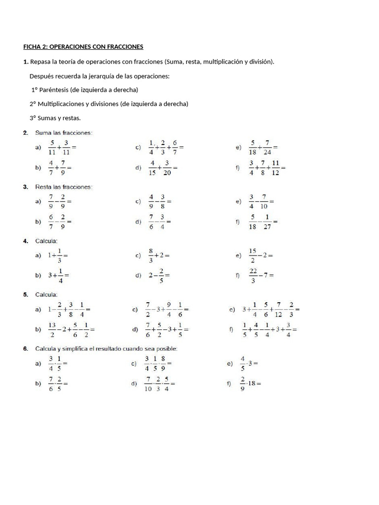 Operaciones con Fracciones: Guía Práctica | PDF | Aritmética ...
