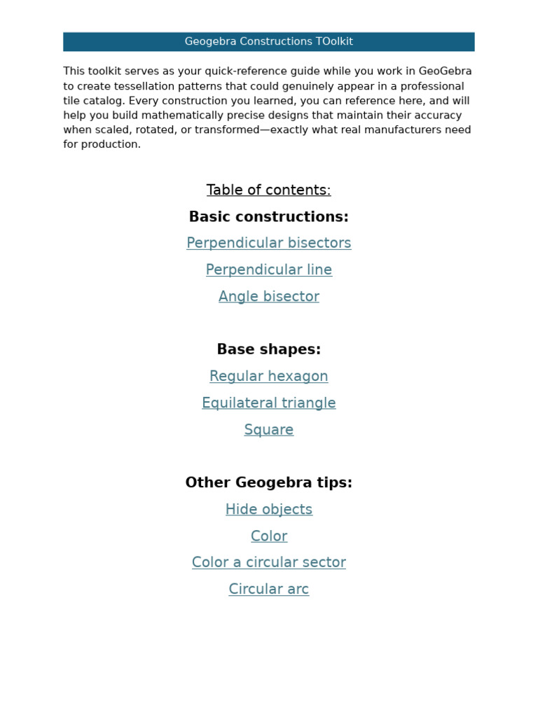 Geogebra Constructions Toolkit Pdf Triangle Perpendicular