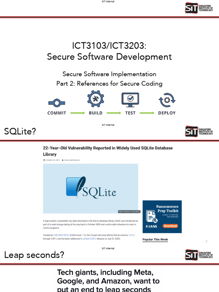 Lecture 9 - Secure Implementation 2 - Coding 2023 | PDF | Computer Security | Security