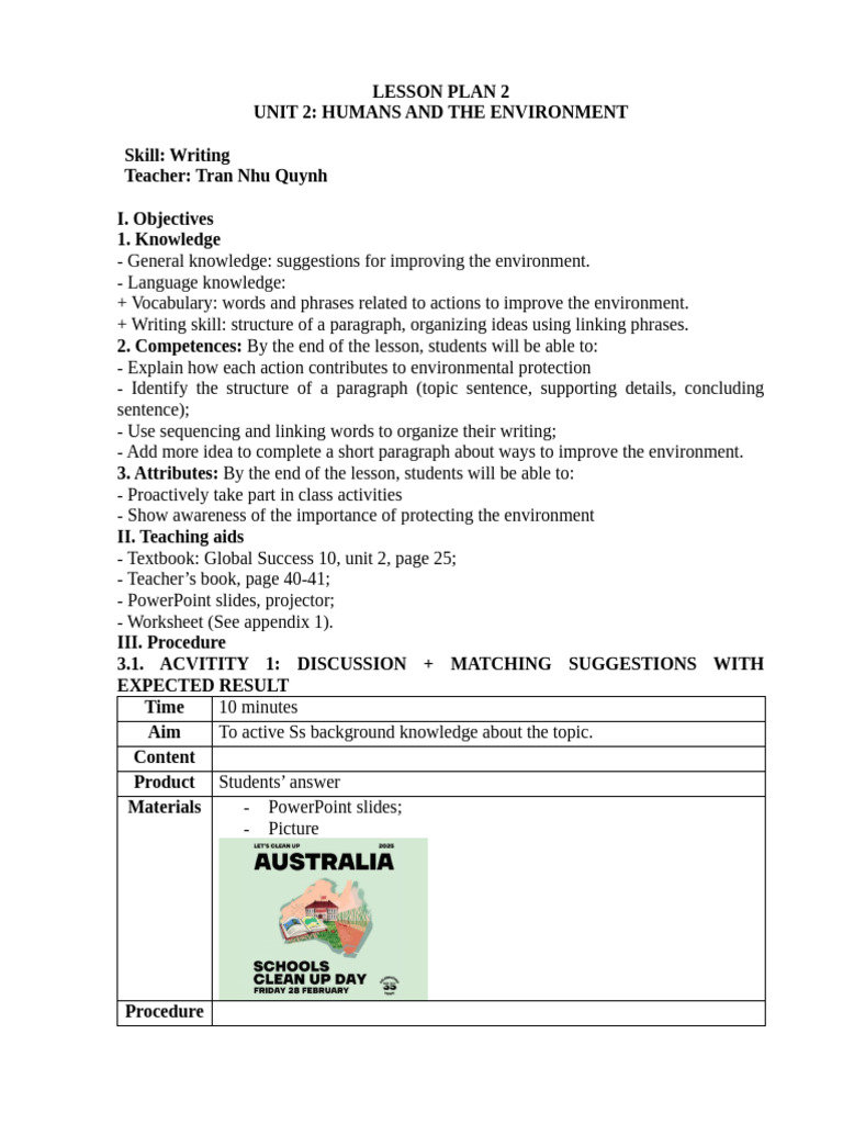 LESSON PLAN 2 Writing Unit 2 | PDF | Microsoft Power Point | Lesson Plan