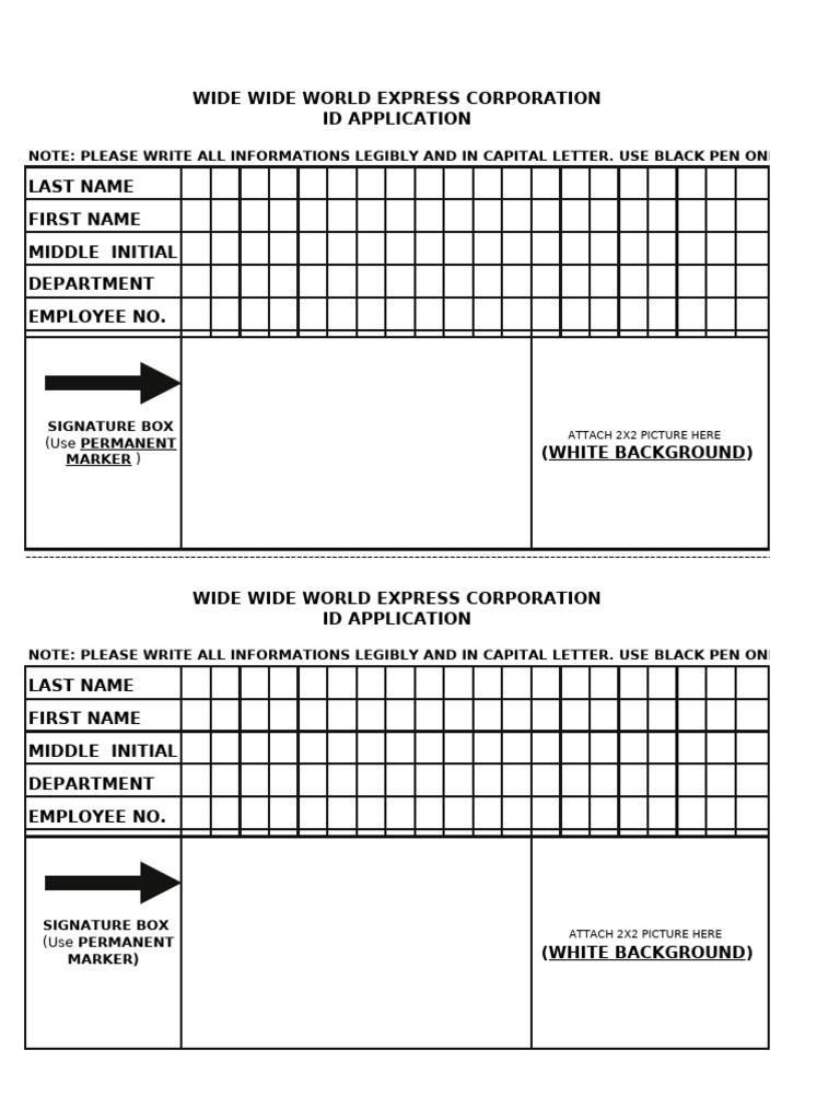 Wide World Express ID Application Form | PDF