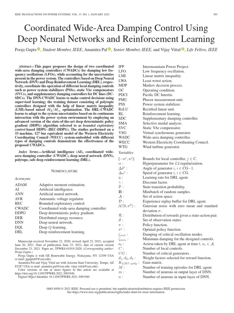 Coordinated Wide-Area Damping Control Using Deep Neural Networks and ...