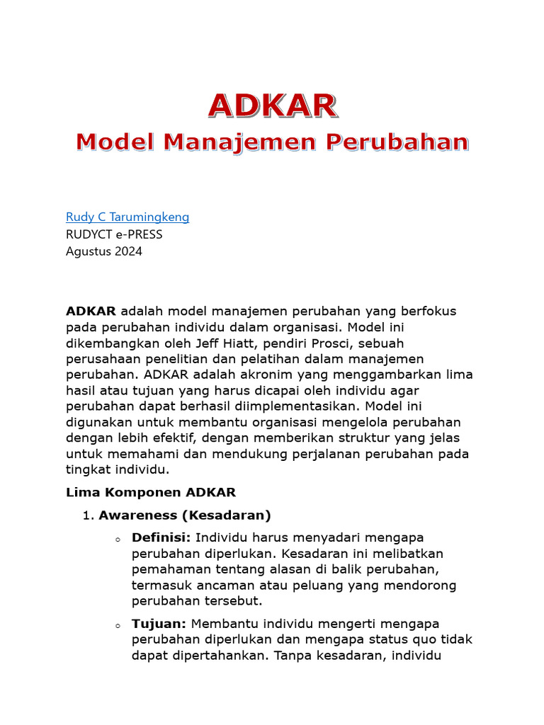 Model ADKAR dalam Manajemen Perubahan | PDF