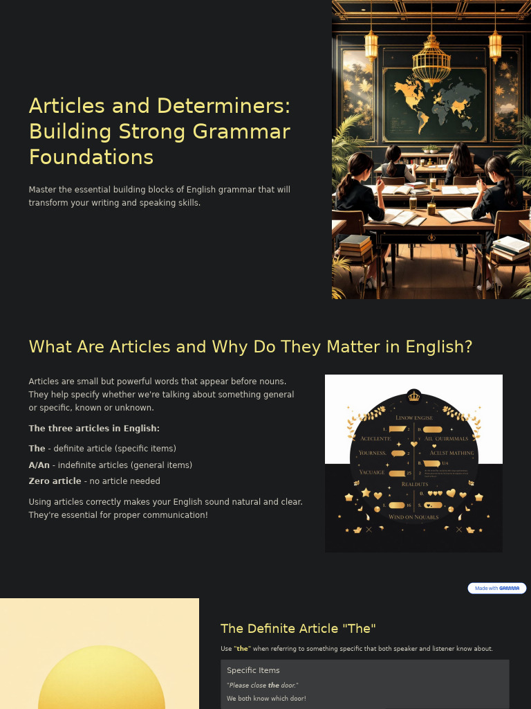 Articles and Determiners Building Strong Grammar Foundations | PDF ...