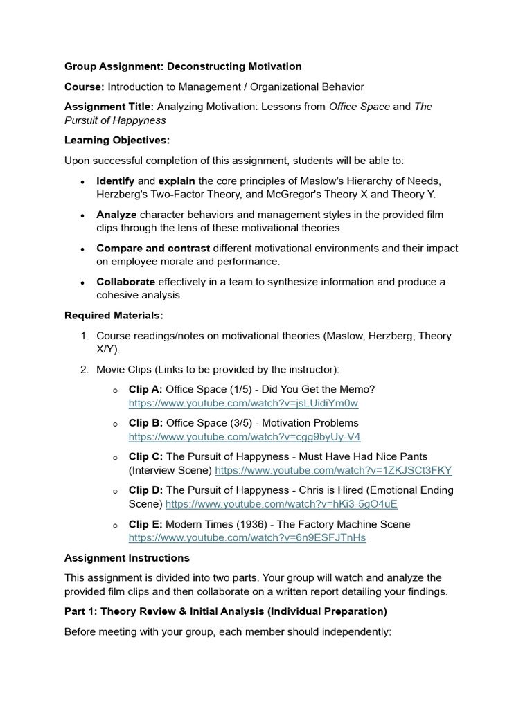 Group Assignment - Motivational Theories | PDF | Motivation | Motivational