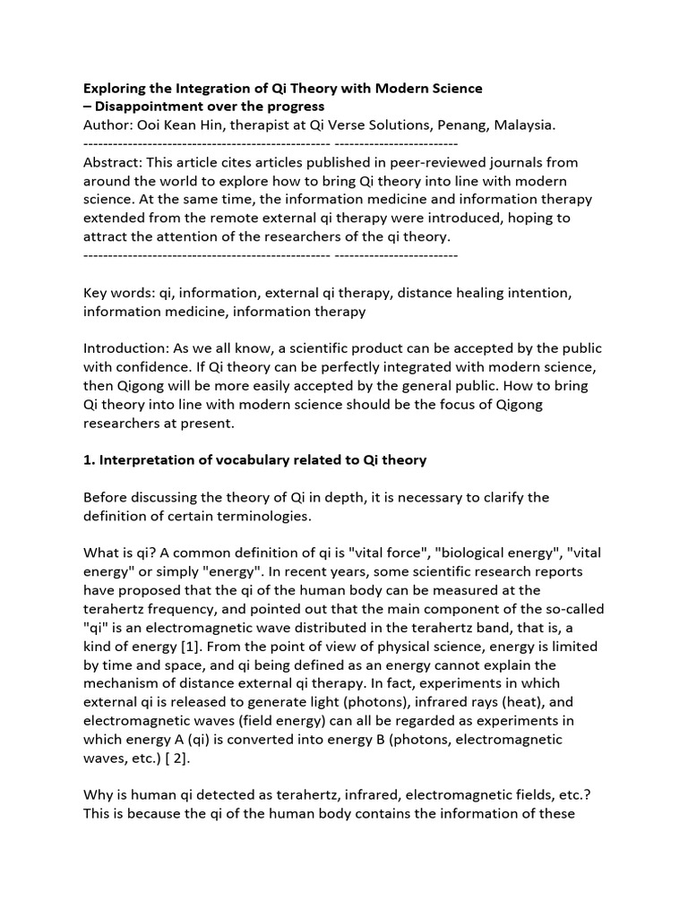 Qi Theory Meets Modern Science Insights | PDF | Electromagnetic ...
