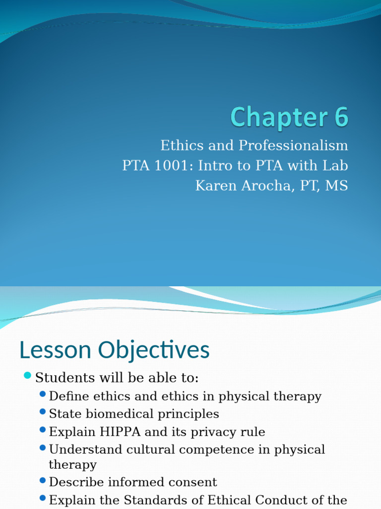 Ethics and Professionalism in PTA | PDF | Health Insurance Portability ...
